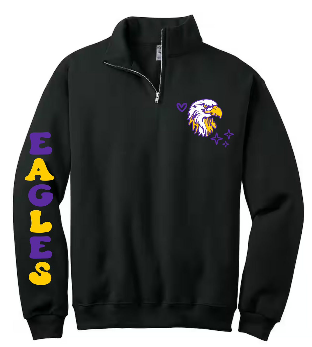 Eagles bubble letter quarter zip – Little Tribe, Custom Graphic Apparel